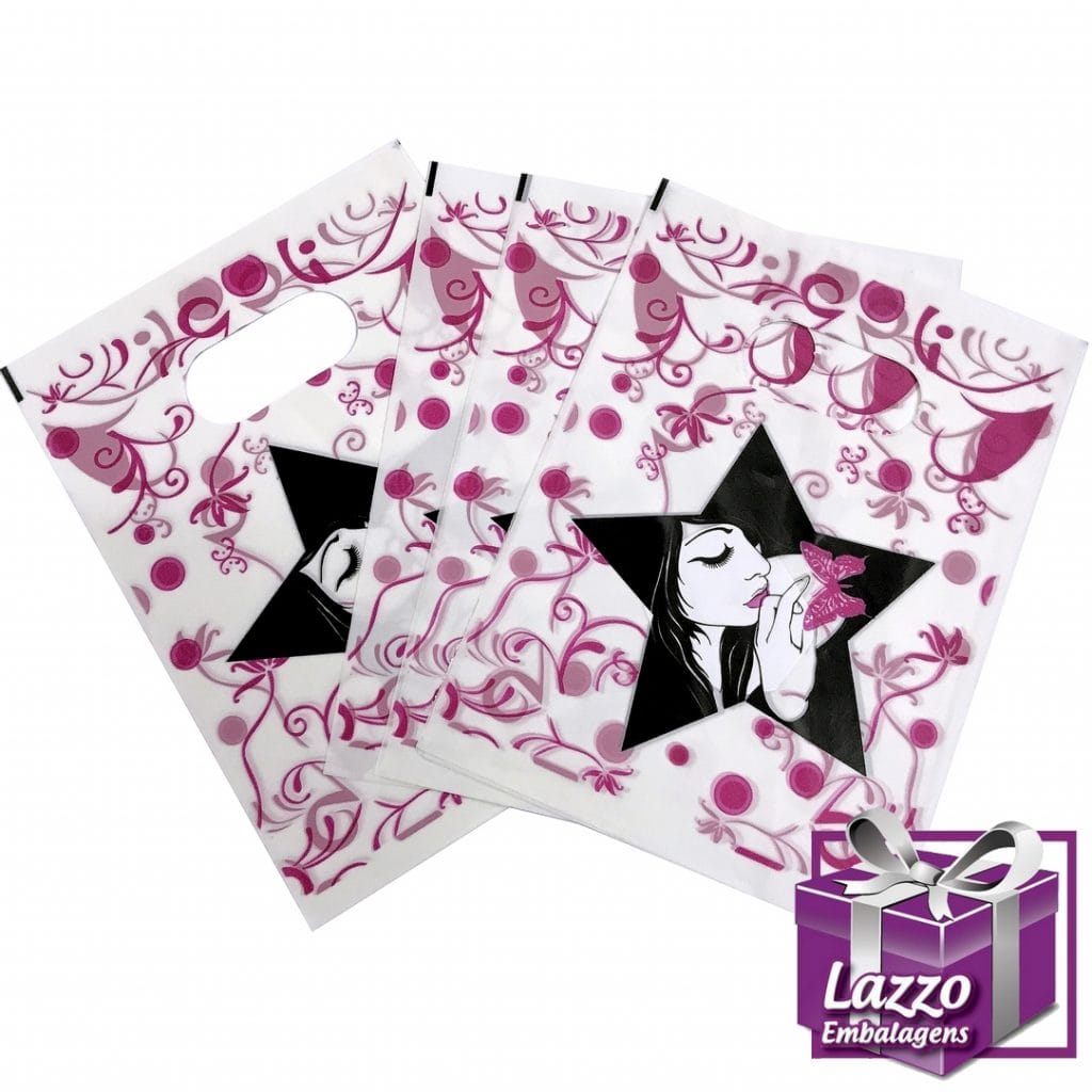 100 Sacolinha Plastica 25x35cm Cute Girl • Lazzo Embalagens