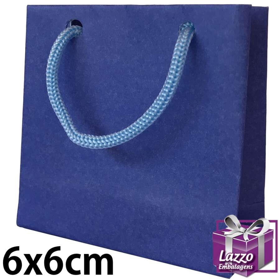 10 Sacolas de Papel 6x6cm Azul Jeans – Lazzo Embalagens